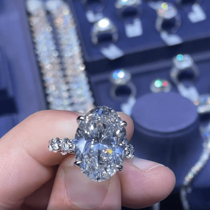 6ct Oval Cut White Sapphire Classic Engagement Ring | SayaBling