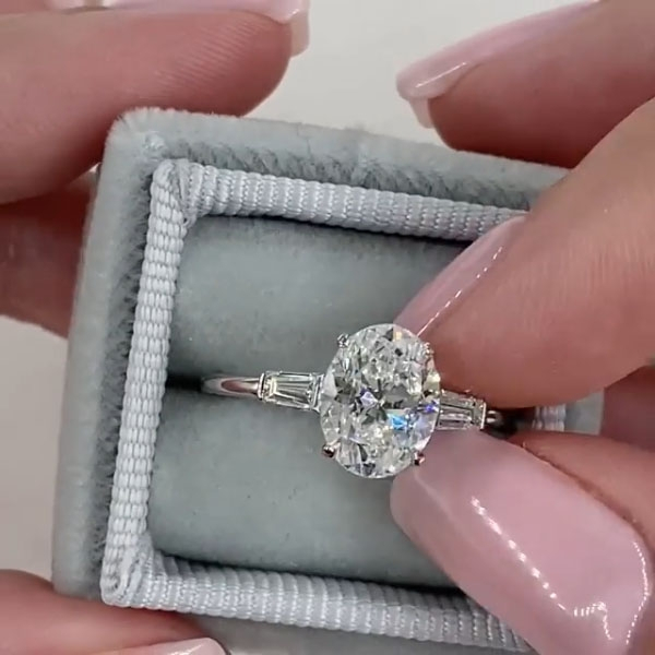 3ct Three-stone Oval Cut Engagement Ring | SayaBling