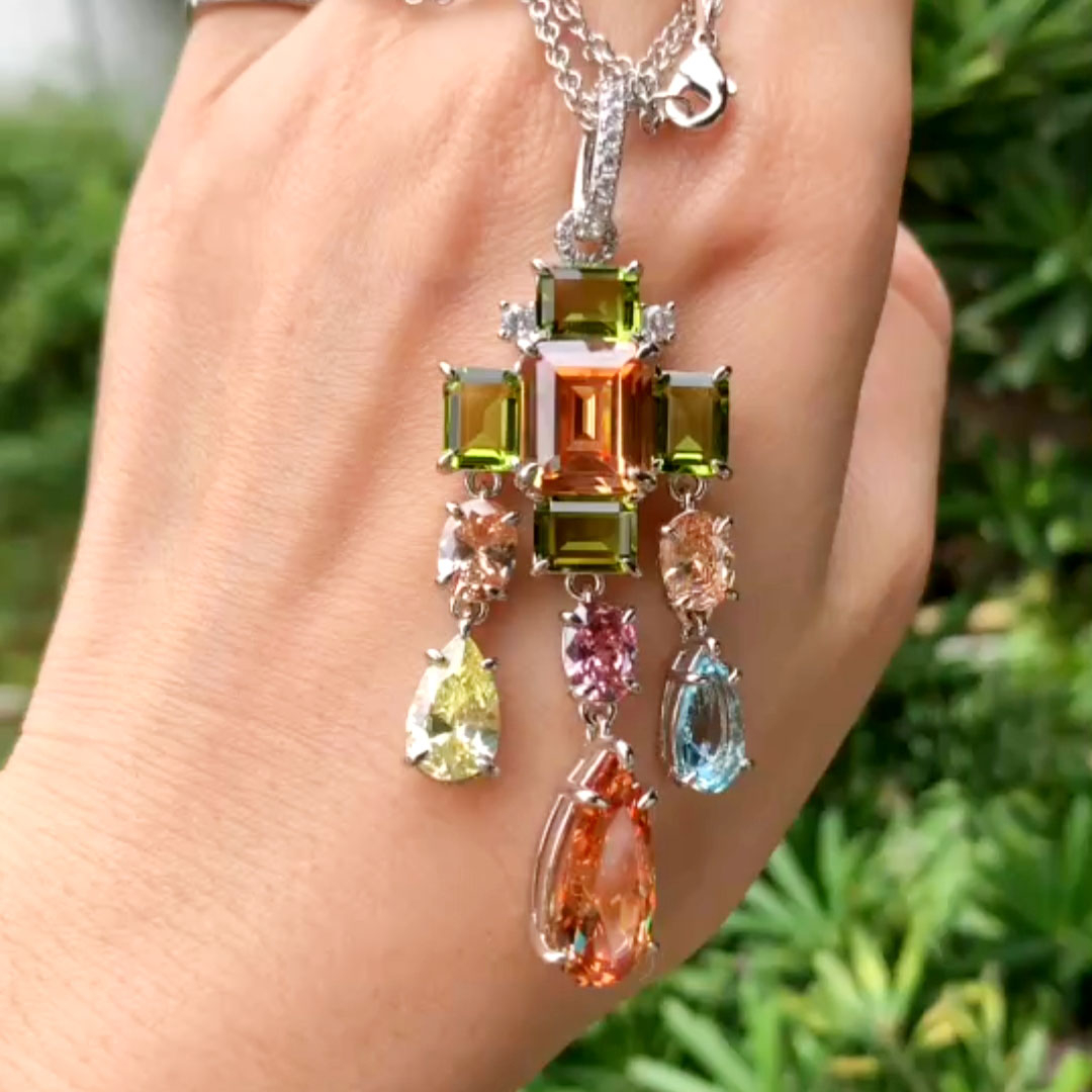 23ctw Multicolor Sapphire Statement Necklace | SayaBling