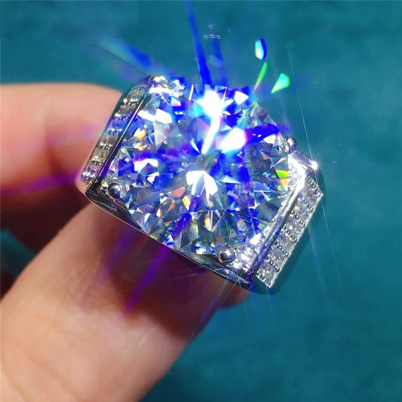 12ct Round Cut White Sapphire Bold Men's Ring | SayaBling