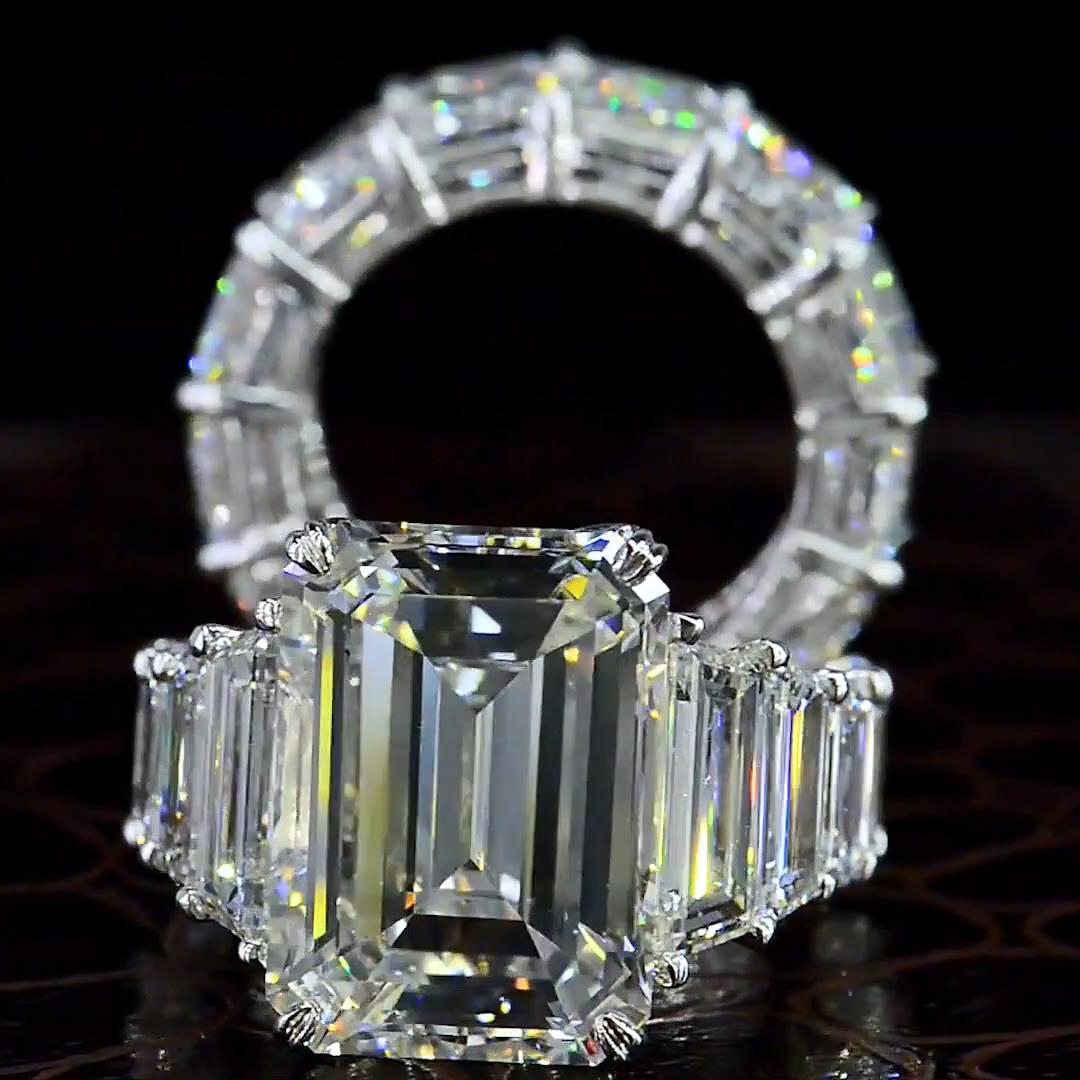 6ct Emerald Cut White Sapphire Wedding Ring Set | SayaBling