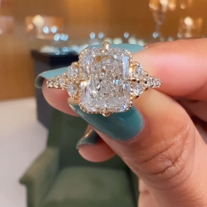 6.7ct Radiant Cut White Sapphire Engagement Ring | SayaBling