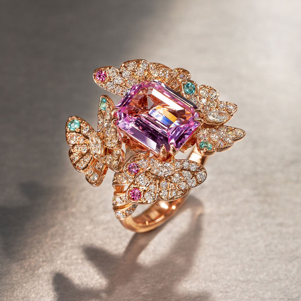 5.2ct Pink Sapphire Butterfly Cocktail Ring | SayaBling