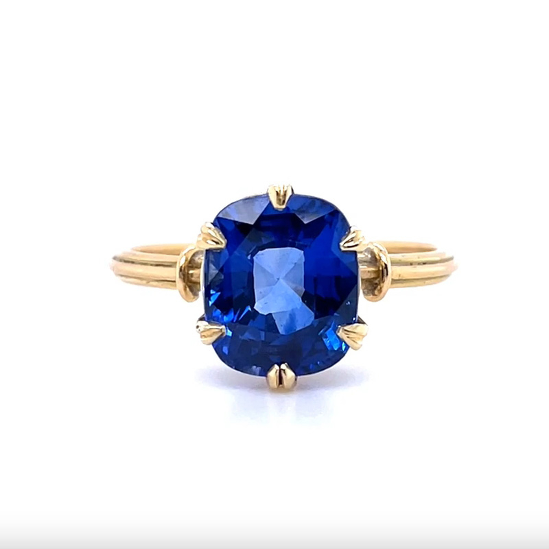 3.5ct Vintage Tanzanite Blue Sapphire Engagement Ring | SayaBling