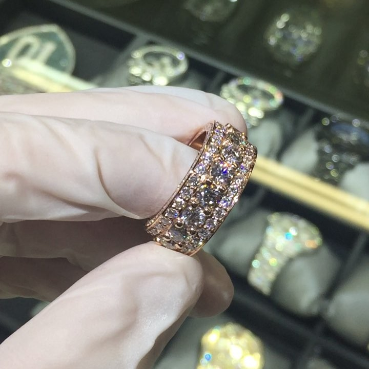 Round Cut White Sapphire Eternity Band in Rose Gold | SayaBling