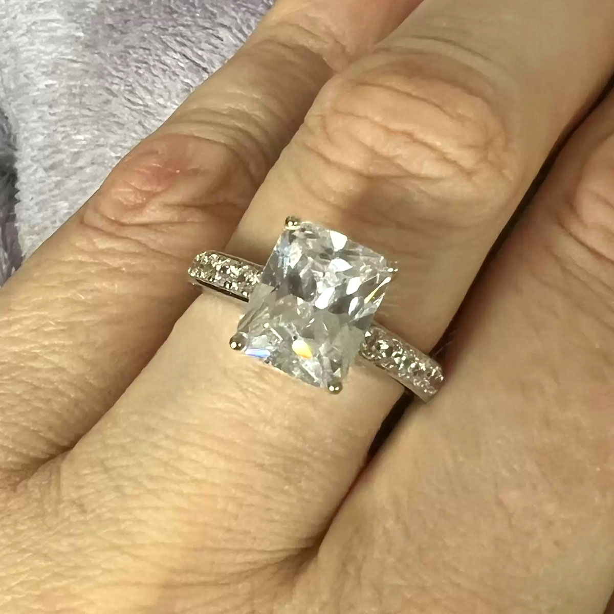 Radiant Cut White Sapphire Engagement Ring for Women | SayaBling