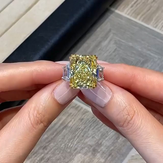 Radiant Cut Fancy Yellow Sapphire Engagement Ring for Women | SayaBling