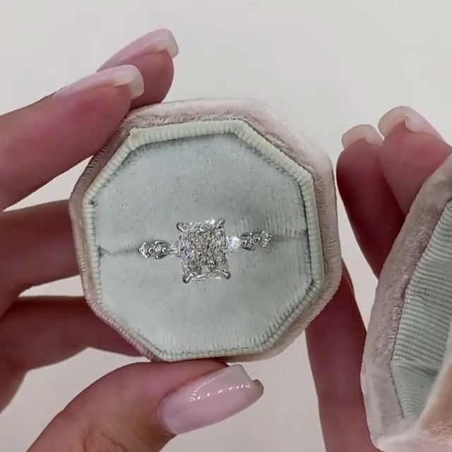 4ct Radiant Cut White Sapphire Engagement Ring for Women | SayaBling