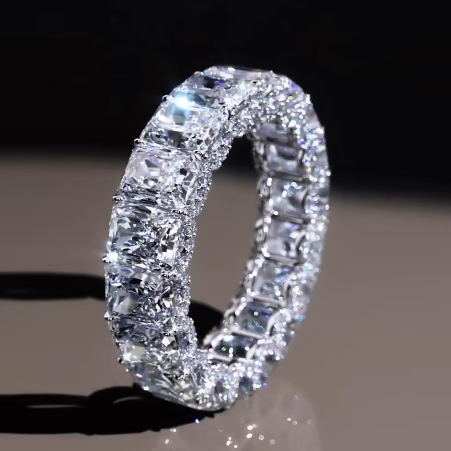 9ctw Radiant Cut White Sapphire Eternity Ring | SayaBling