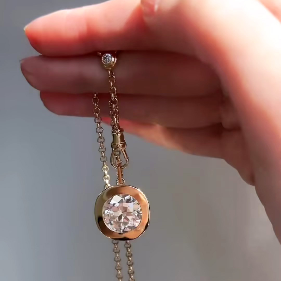 6.8ct Bezel Set Cushion-Shaped Pendant Necklace | SayaBling