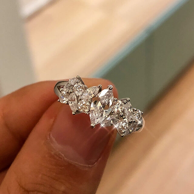 Marquise Cut White Sapphire Engagement Ring in Sterling Silver ...