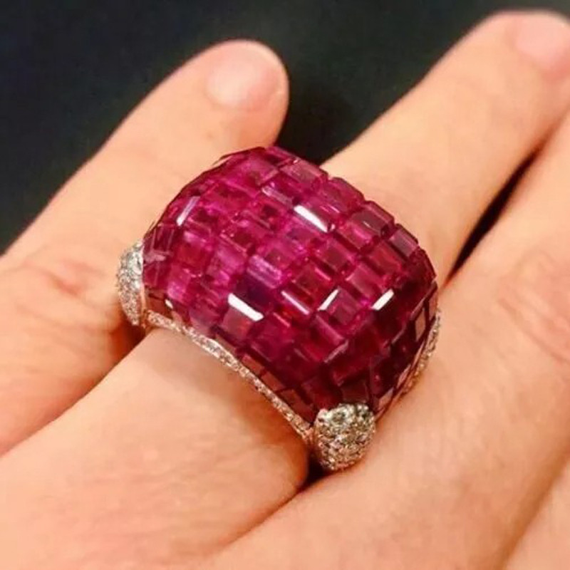 23.75ct Invisible Setting Ruby Cocktail Ring | SayaBling