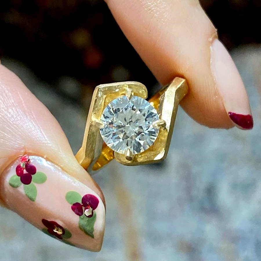 2.7ct Round Cut Brushed Bypass Engagement Ring | SayaBling