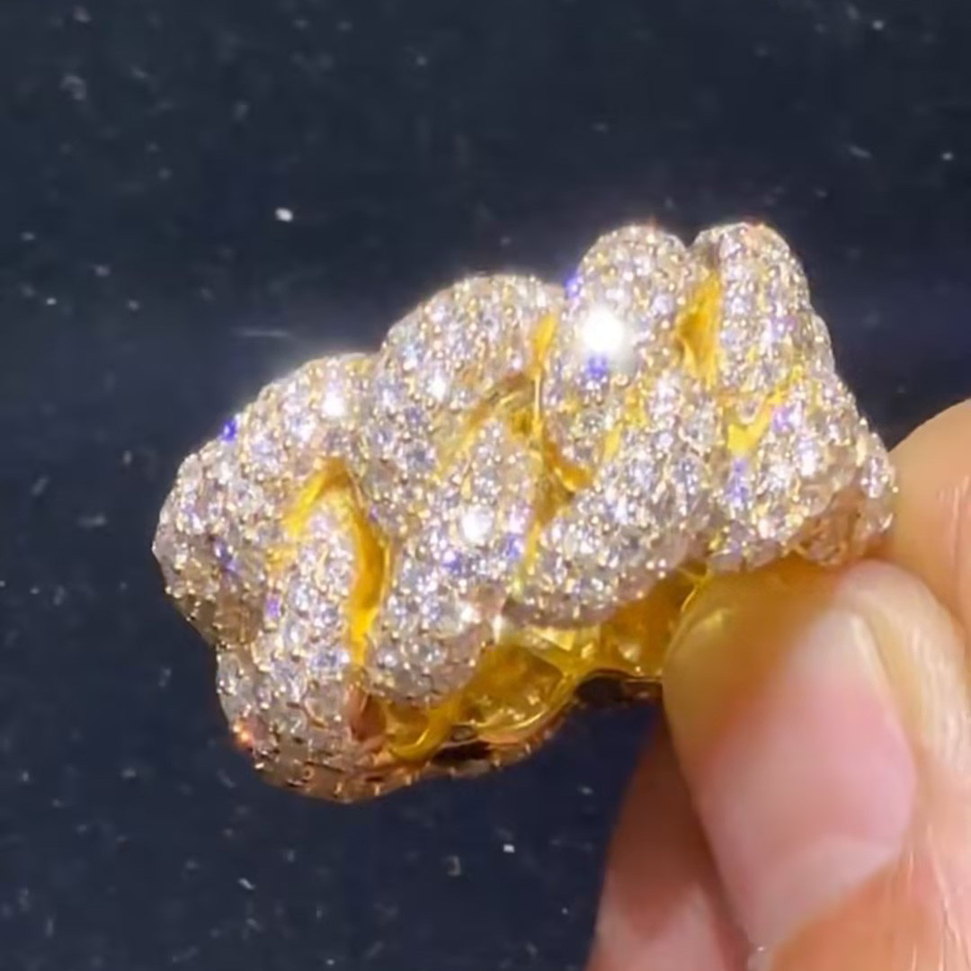 15MM White Sapphire Paved Cuban Link Ring | SayaBling