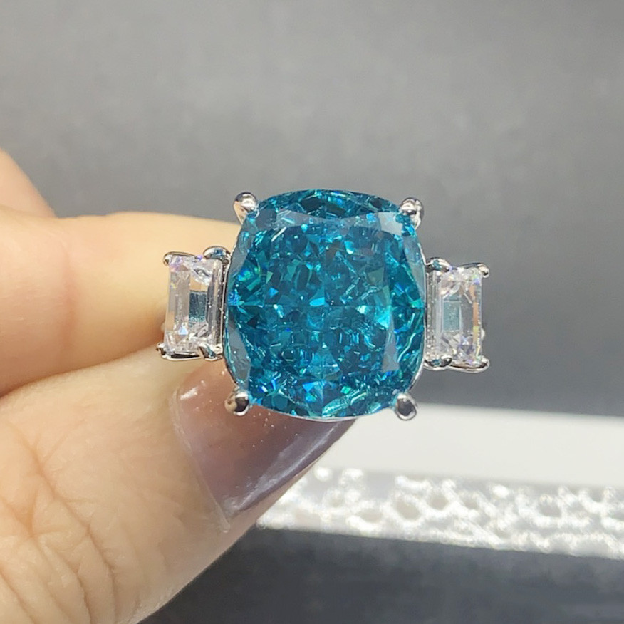 11ct Cushion Cut London Blue Sapphire Engagement Ring | SayaBling Jewelry