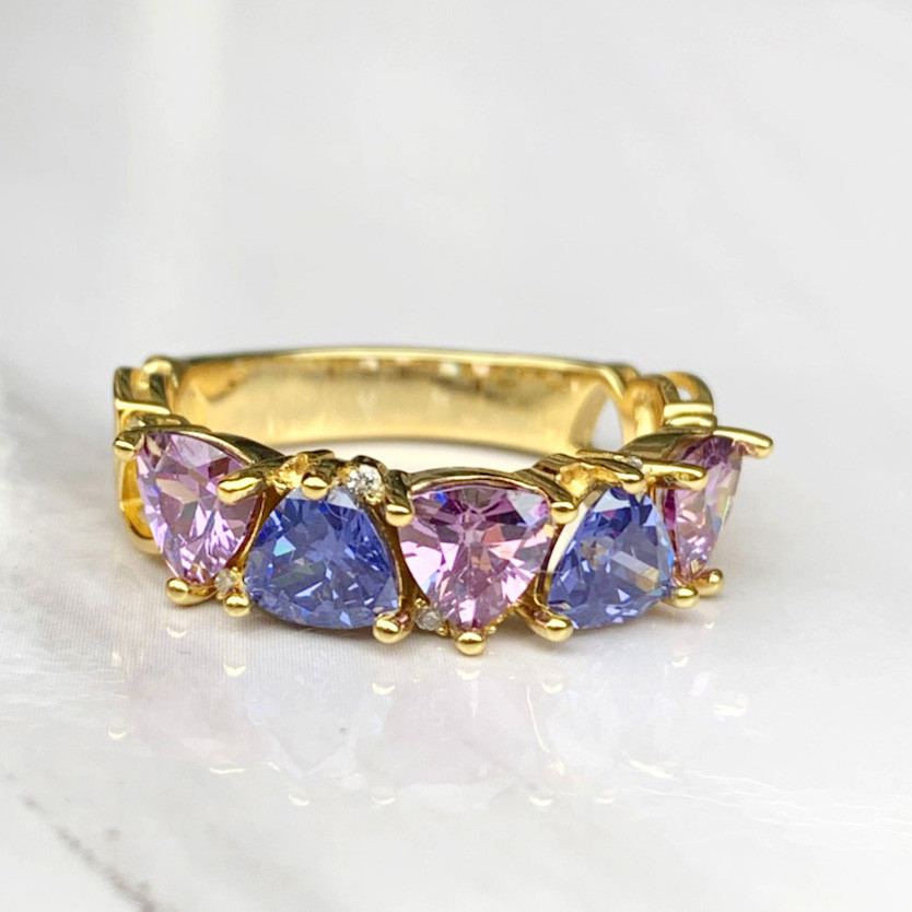 3.8ctw Sapphire and Amethyst Wedding Band | SayaBling Jewelry
