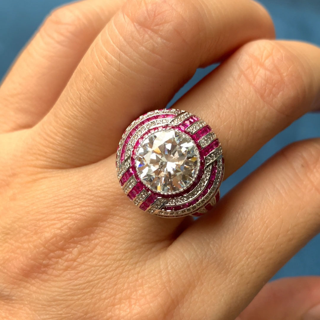 Art-Deco 6ct White Sapphire Cocktail Ring | SayaBling Jewelry