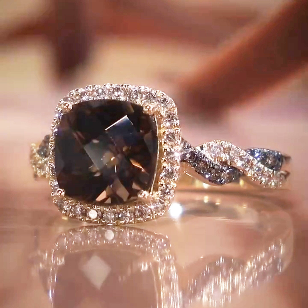 Cushion Cut Brown Sapphire Twist Engagement Ring | SayaBling