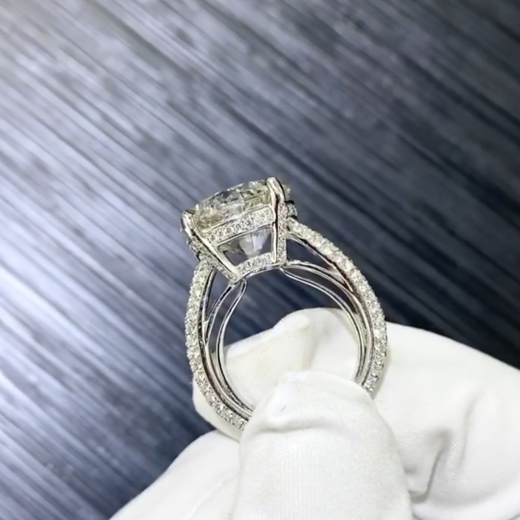 5ct White Sapphire Paved Shank Engagement Ring | SayaBling
