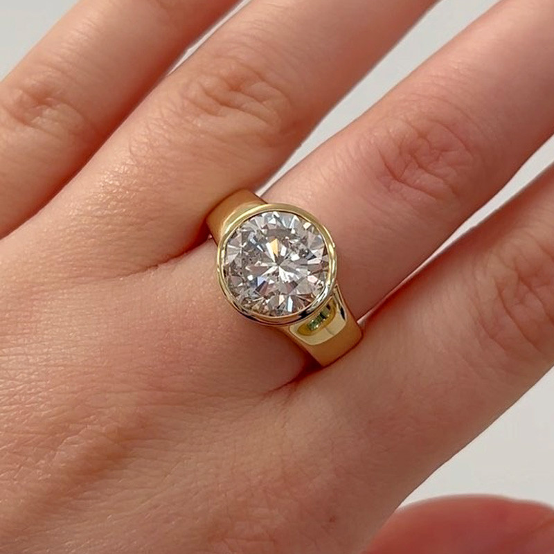 5ct Round Cut Simple Classic Wide Engagement Ring | SayaBling