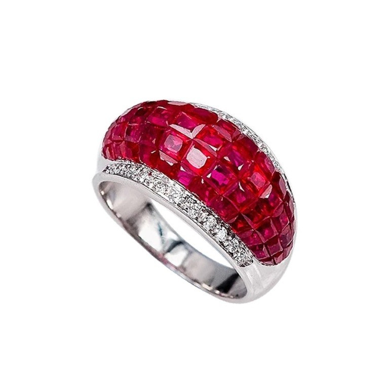 9.85ct Invisible Setting Ruby Cocktail Ring | SayaBling