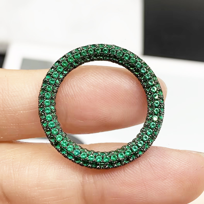 Emerald Inside and Out Paved Eternity Ring | SayaBling