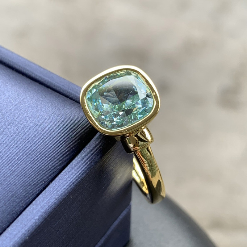 5ct Cushion Cut Aquamarine Engagement Ring | SayaBling