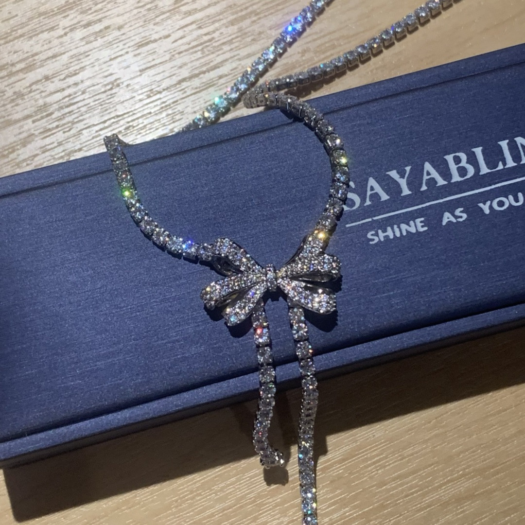 Elegant Bowknot Necklace in Sterling Silver | SayaBling Jewelry