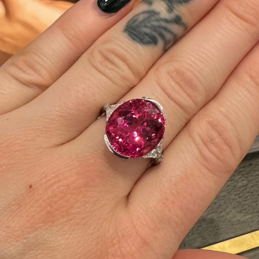 8ct Oval Cut Ruby Three Stone Engagement Ring | SayaBling