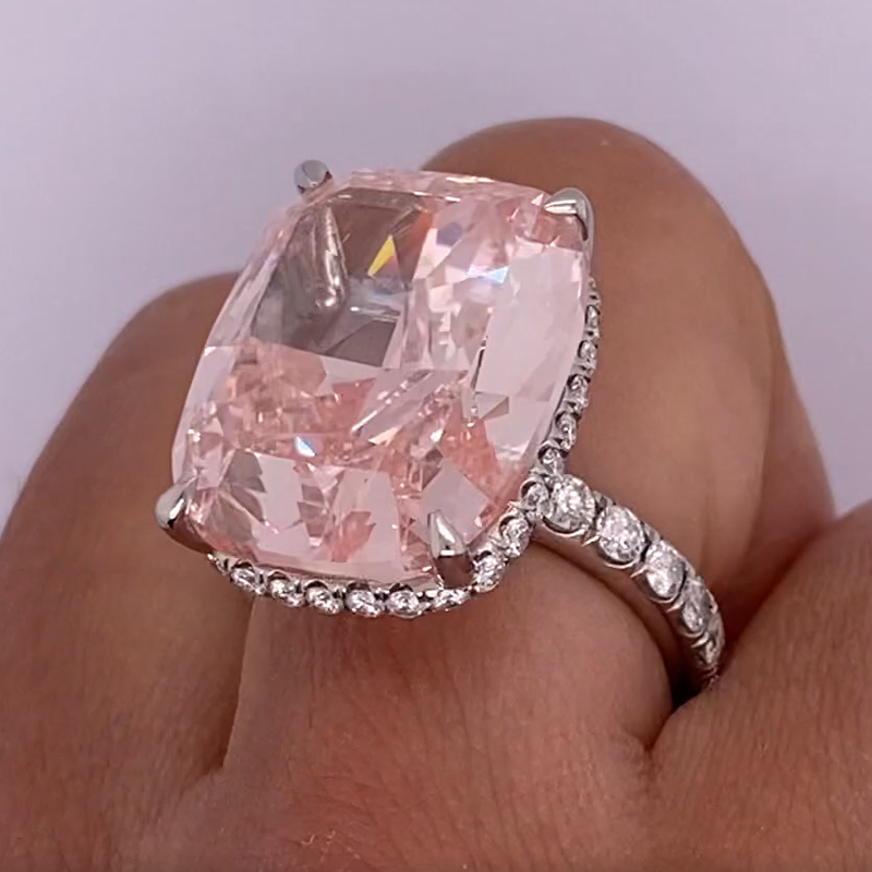Cushion Cut Pink Sapphire Ring | SayaBling