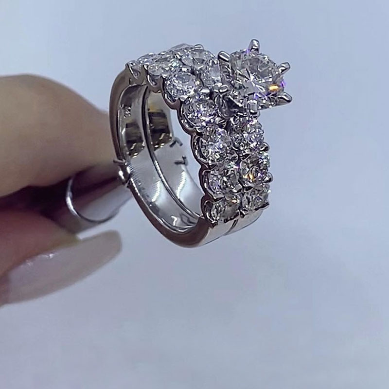 1.5ct Round Cut White Sapphire 2pcs Bridal Set | SayaBling