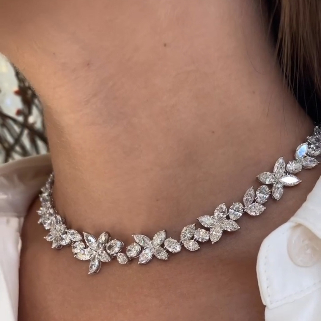 38ctw Marquise and Oval Cut Statement Necklace | SayaBling