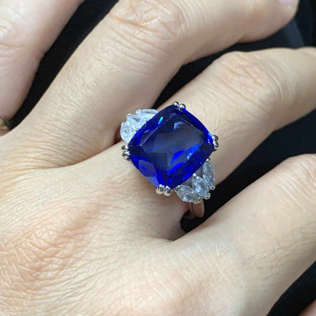 12ct Cushion Cut Sapphire Engagement Ring | SayaBling Jewelry