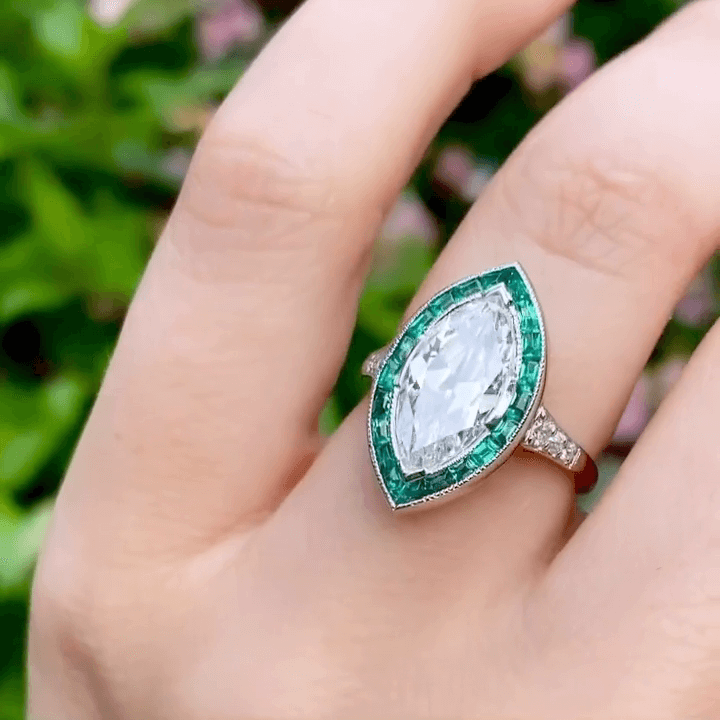 3ct Marquise Cut White Sapphire Vintage Engagement Ring | SayaBling