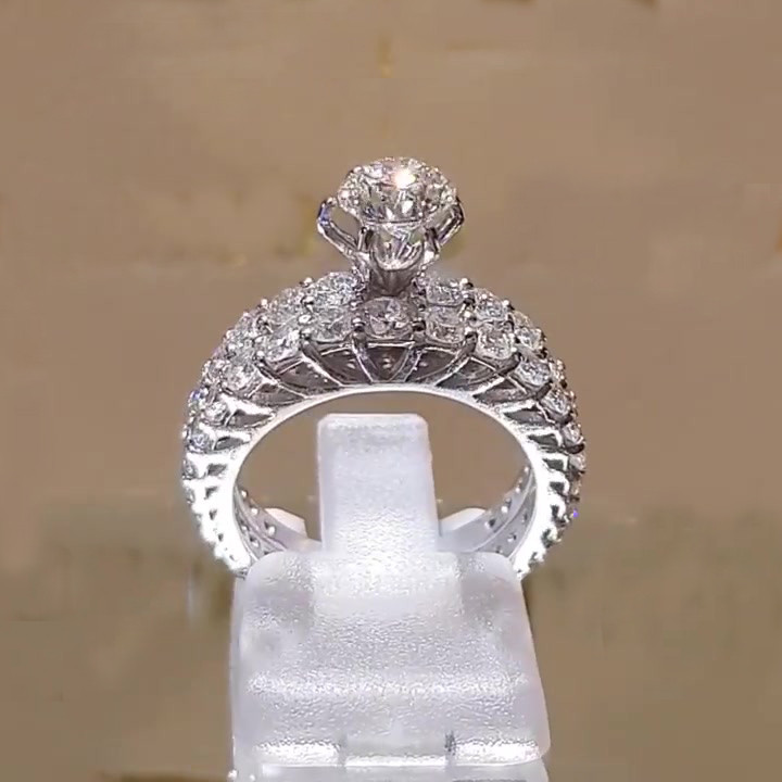 2ct Round Cut White Sapphire 2pcs Bridal Set | SayaBling