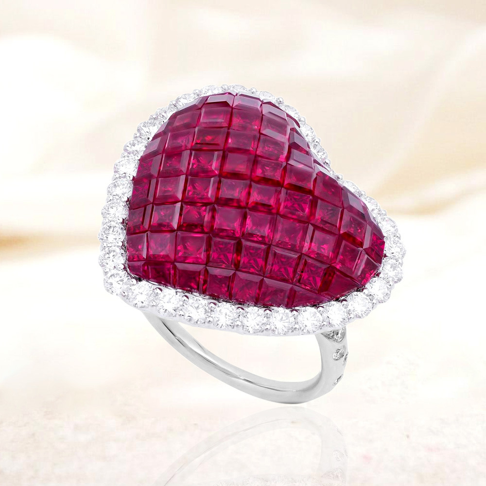 Lab-Generated Ruby Heart Ring | SayaBling