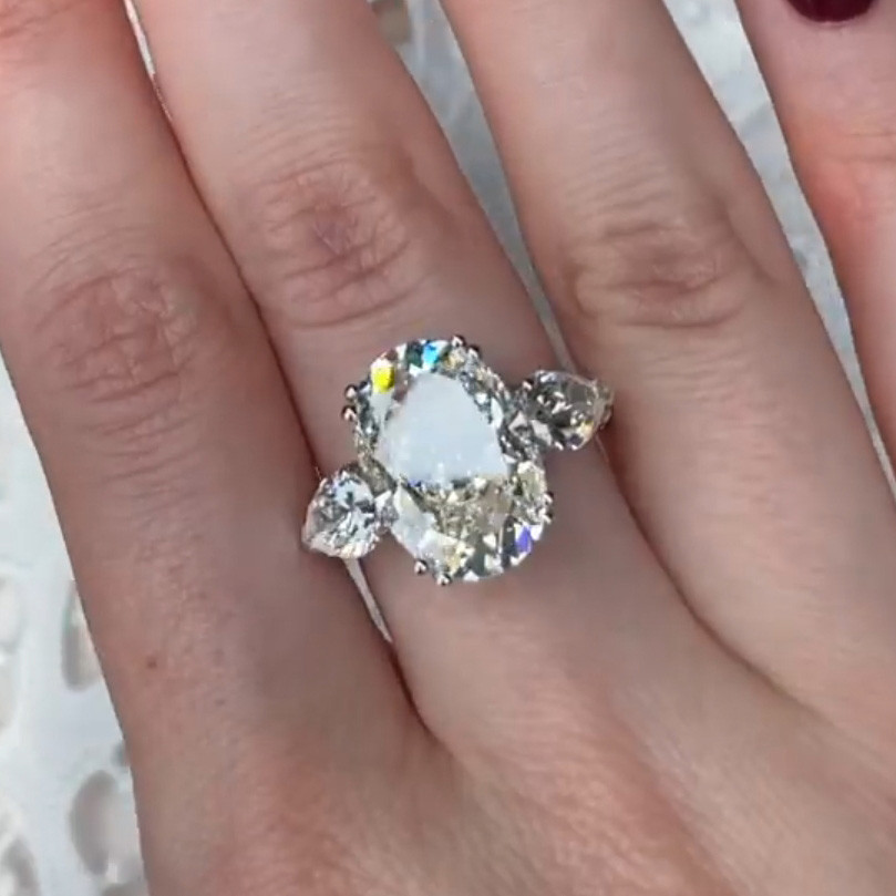 5ct Oval Cut White Sapphire Engagement Ring for Women in Sterling ...