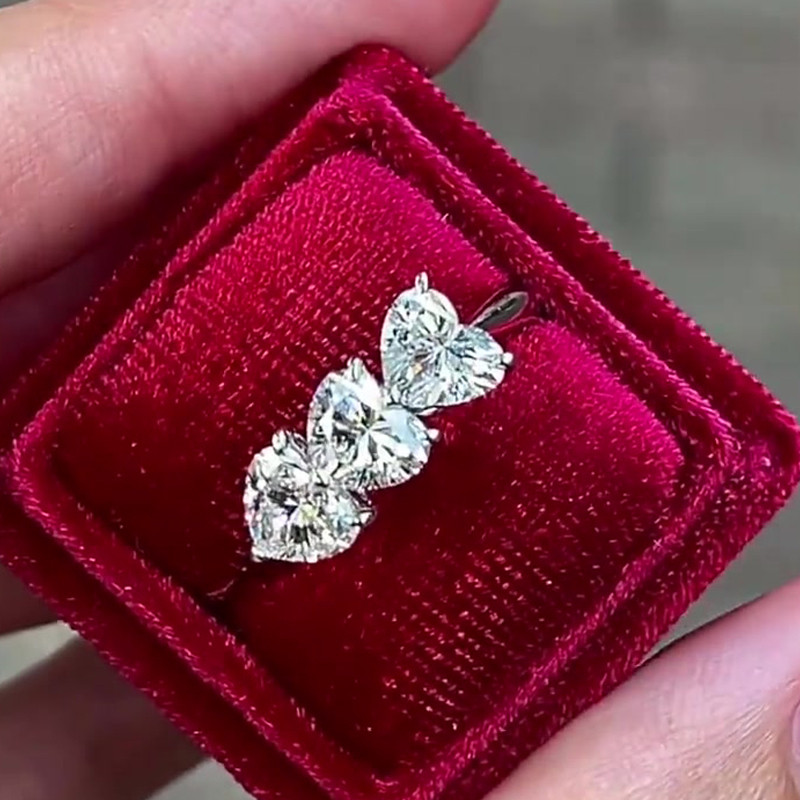 4.5ct Three-stone Heart Cut Engagement Ring | SayaBling Jewelry