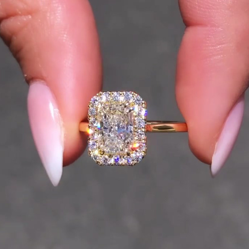 Radiant Cut White Sapphire Engagement Ring in Gold | SayaBling Jewelry