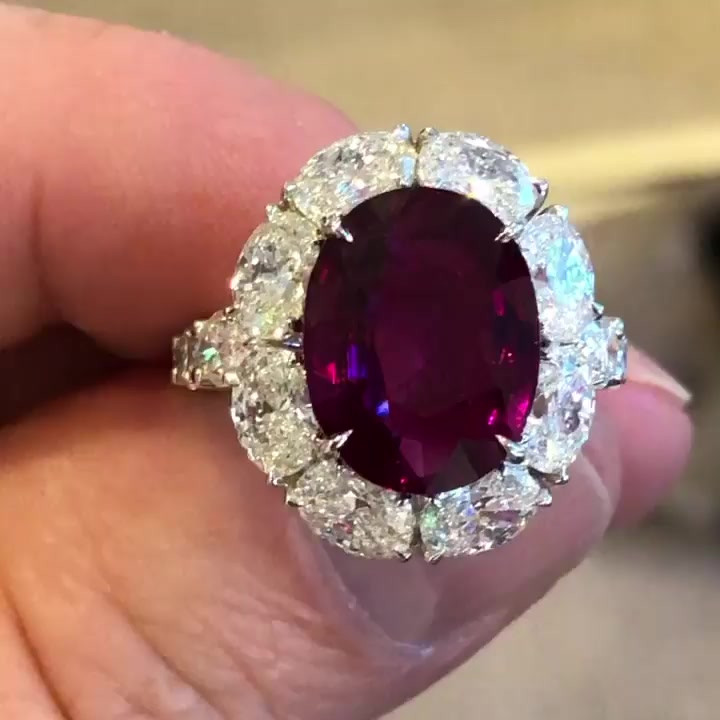 12ct Oval Cut Ruby Engagement Ring in Sterling Silver for Women ...