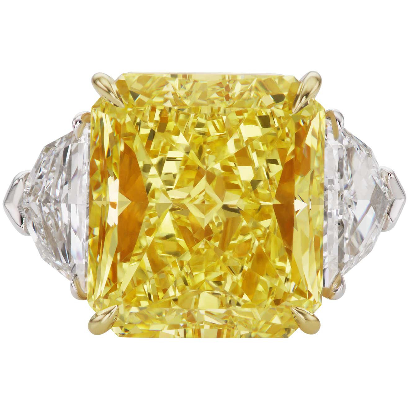 10ct Radiant Cut Fancy Yellow Sapphire Engagement Ring for Women in ...