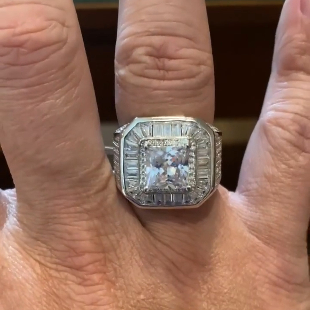 4ct Princess Cut Men's Micro-pave Setting Ring | SayaBling