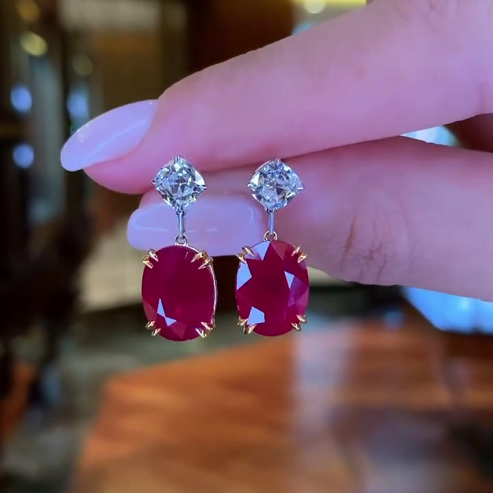 9ctw Oval Cut Ruby Classic Drop Earrings | SayaBling