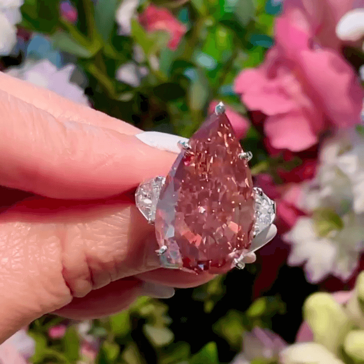 23.45ct Pear Cut Fancy Pink Sapphire Engagement Ring | SayaBling