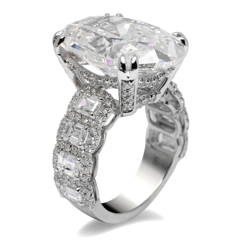 18ct Oval Cut White Sapphire Engagement Ring | SayaBling
