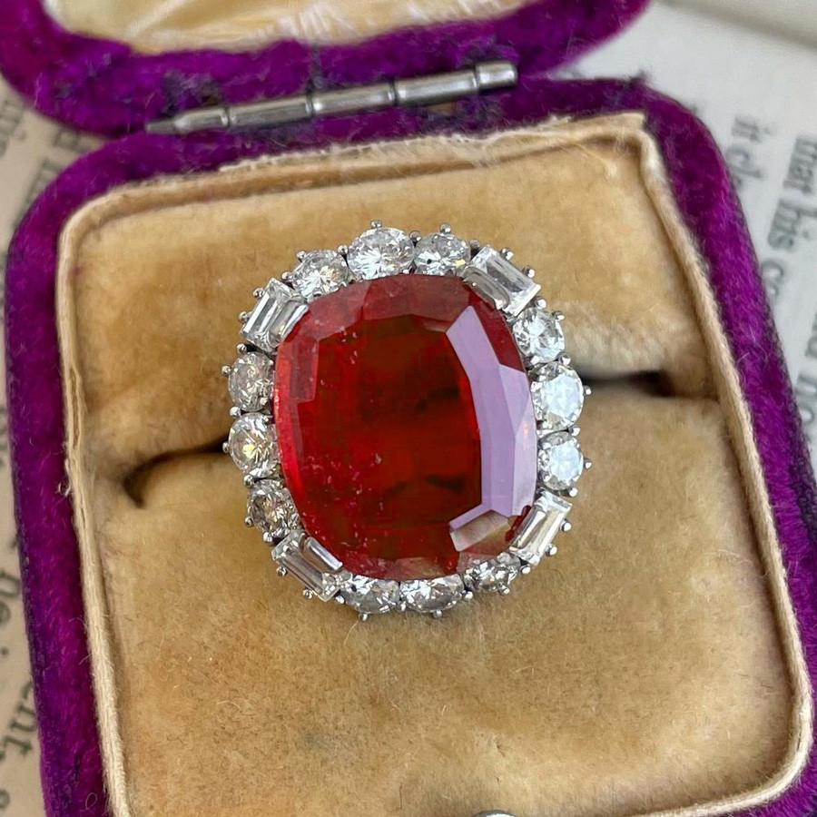 11ct Halo Cushion Cut Ruby Engagement Ring | SayaBling