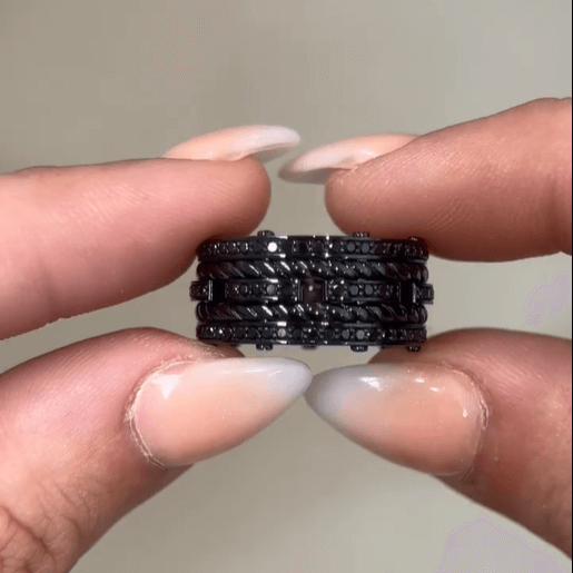 5.5ct Round Cut Black Ropes Eternity Band | SayaBling