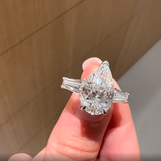 9ct Pear Cut White Sapphire Engagement Ring | SayaBling