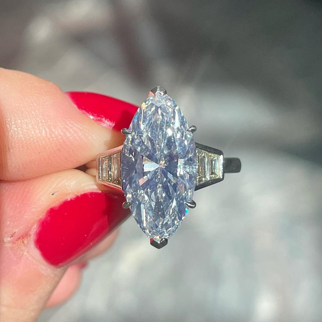 3.8ct Marquise Cut White Sapphire Engagement Ring | SayaBling