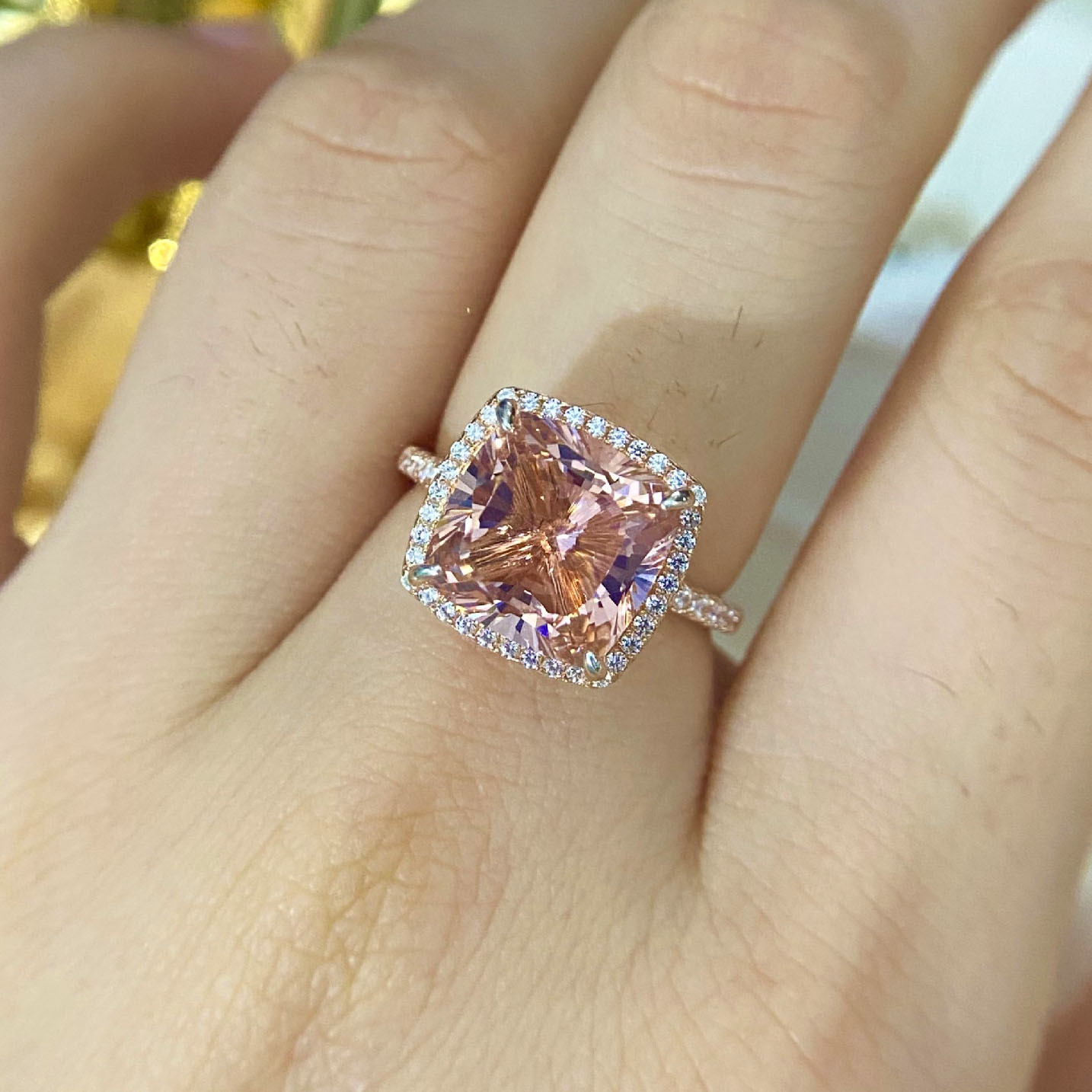 5ct Morganite Pink Sapphire Engagement Ring | SayaBling
